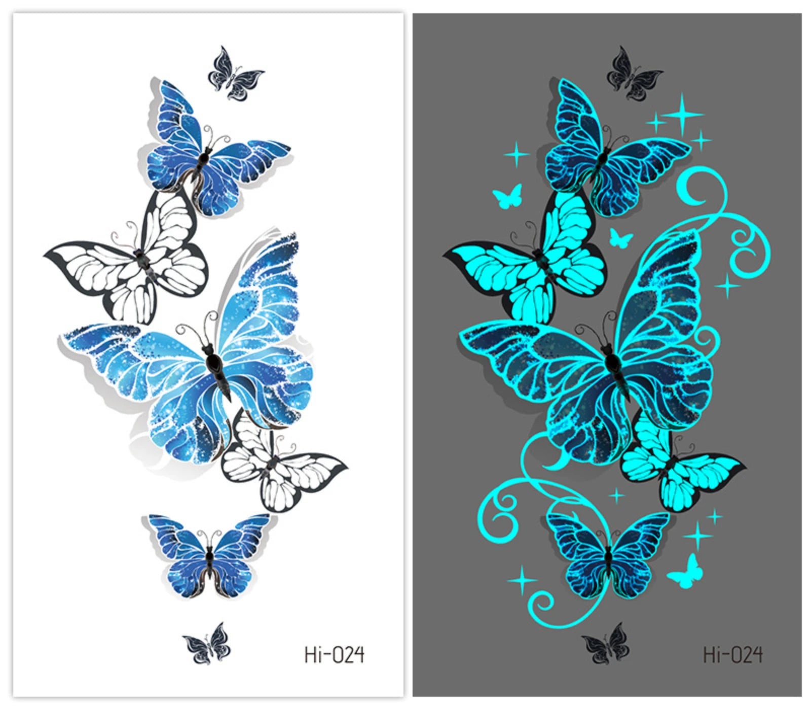 Luminous Tattoo Stickers for Women Arm Face Glowing Tattoos Body Art T ...